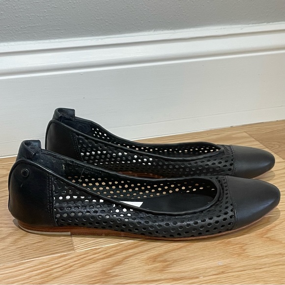 rag & bone | Shoes | Rag Bone Sybil Black Perforated Leather Ballerina ...